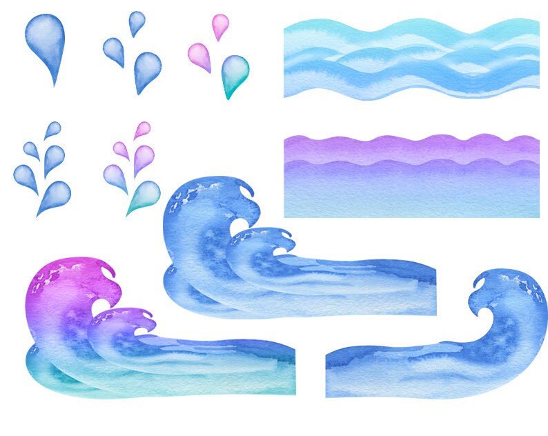 Watercolor Mermaid Tail Clipart, Pastel Baby Girl Birthday Party Png ...