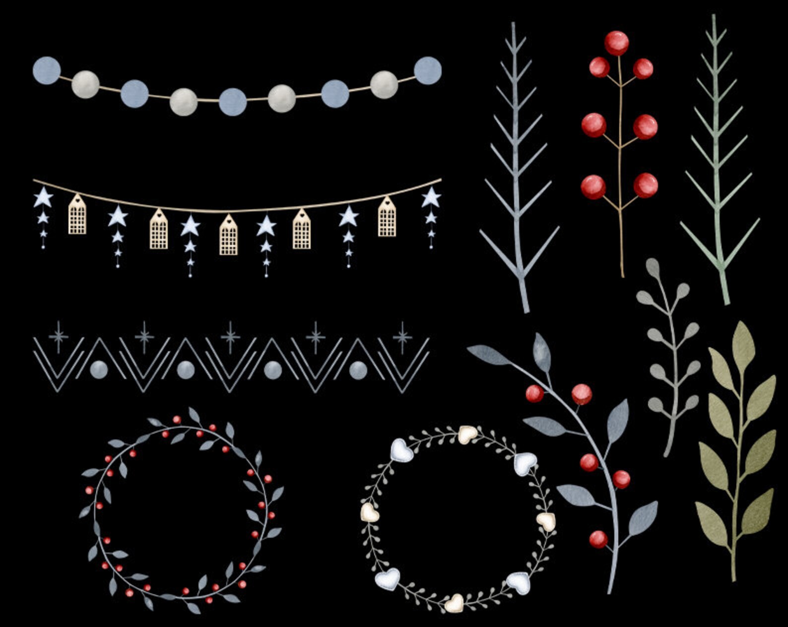 Watercolor Scandinavian Christmas Clipart Nordic Gnomes PNG - Etsy