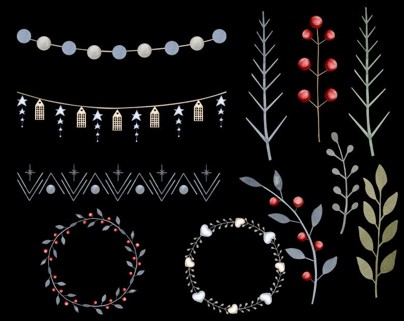 Watercolor Scandinavian Christmas Clipart Nordic Gnomes PNG - Etsy