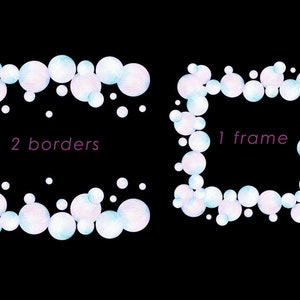 Watercolor Bubbles Frame and Borders, Pastel Nursery Decor, PNG ...