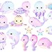 Undersea Watercolor Clipart, Rainbow Ocean Animals, Cute Under the Sea ...