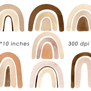 Boho Rainbow Watercolor Clipart, Baby Shower, Nursery Decor, Newborn ...