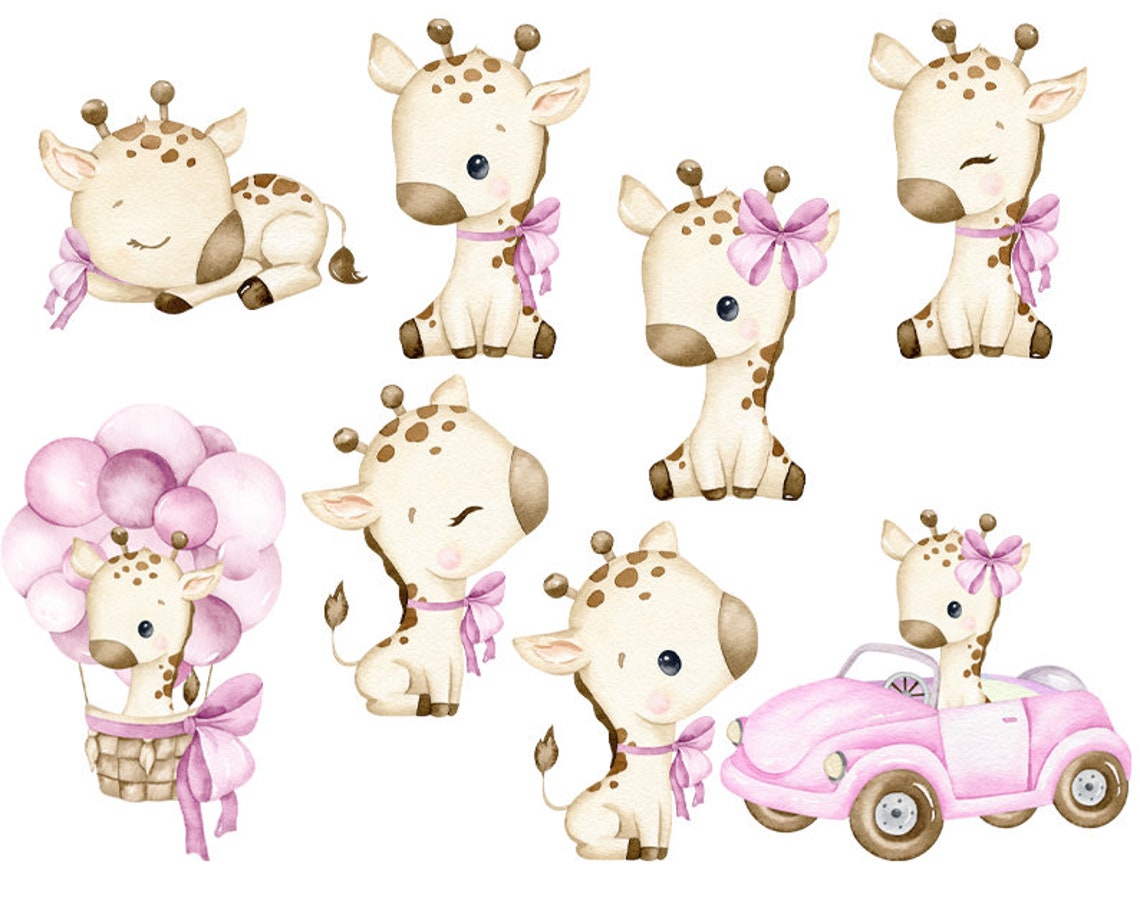 Baby Giraffe Watercolor Clipart Baby Girl Clipart Nursery - Etsy