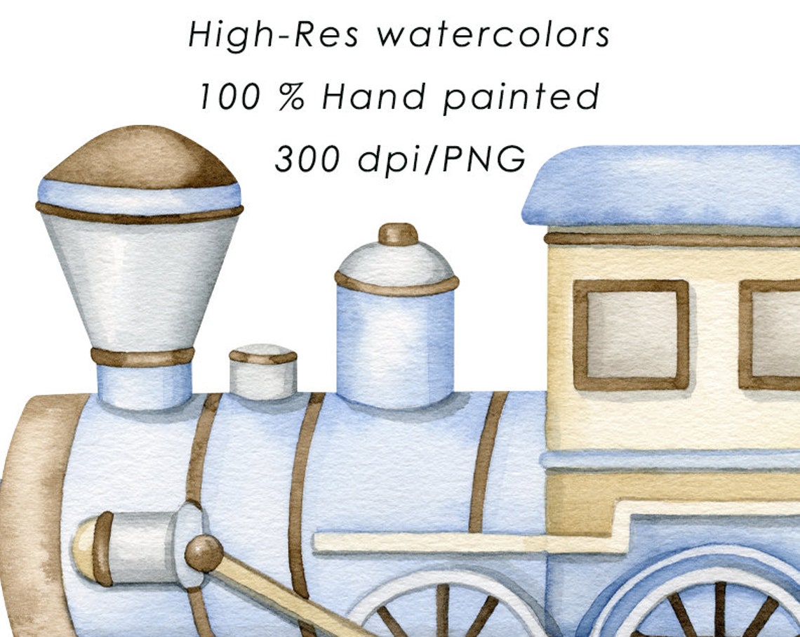 Train Clipart Watercolor Train Png Nursery Decor Baby Boy - Etsy UK