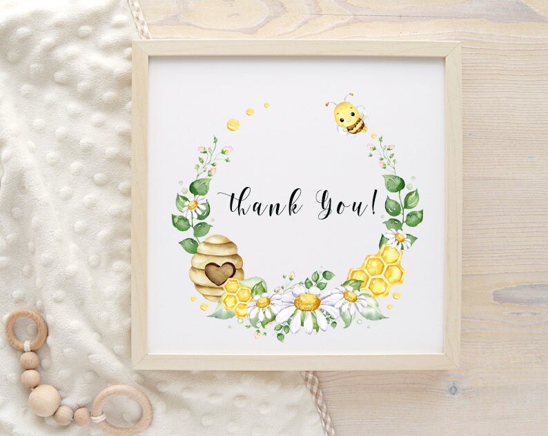 Bee Watercolor Wreath Baby Bee Frame Nursery Decor Bee PNG - Etsy