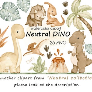 Watercolor Dinosaurs Clipart, Dino Clip Art, Nursery Decor, Baby Boy ...