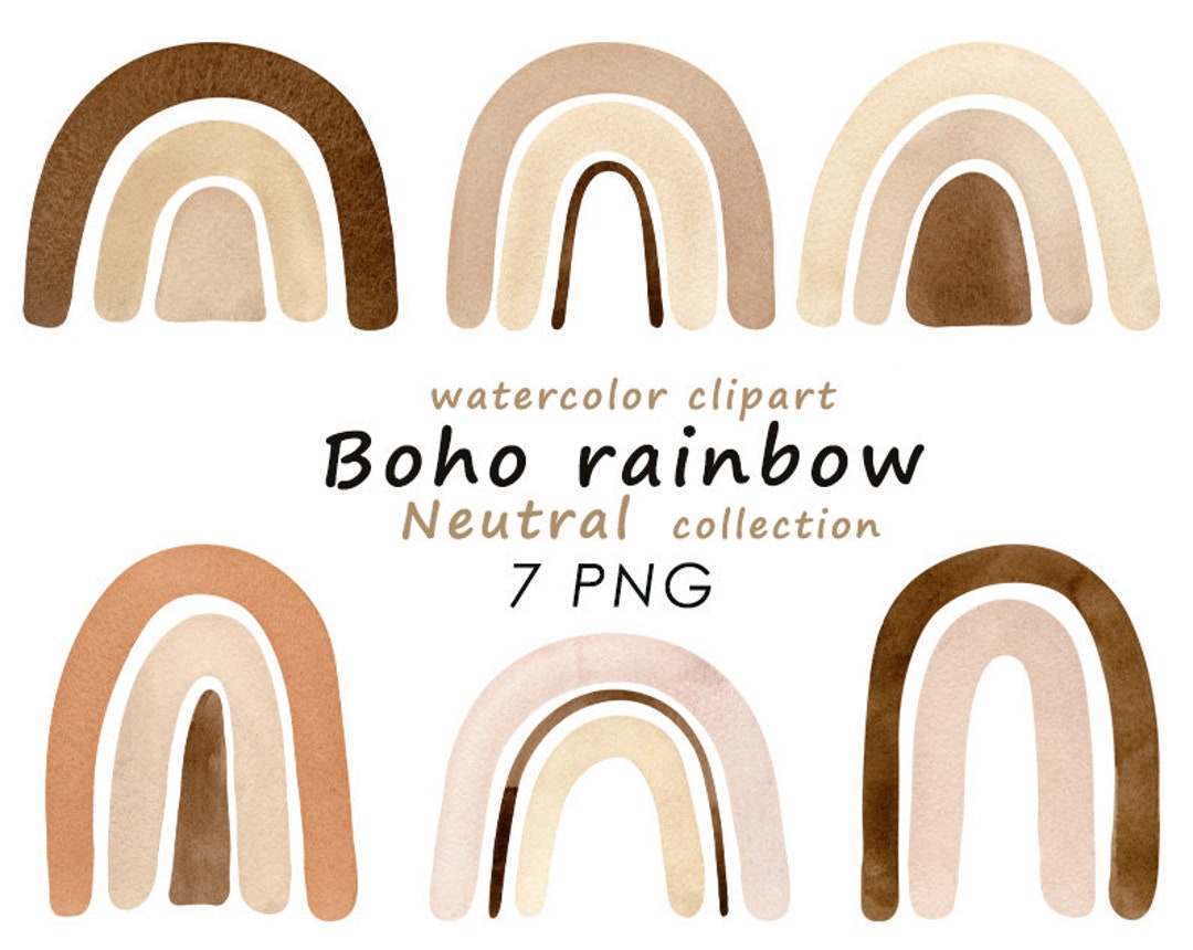 Boho Rainbow Watercolor Clipart, Baby Shower, Nursery Decor, Newborn ...