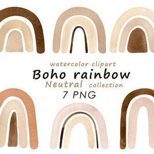Boho Rainbow Watercolor Clipart, Baby Shower, Nursery Decor, Newborn ...