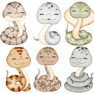 Snakes Watercolor Clipart, Snake Clip Art, Cute Snakes Png, Reptiles ...
