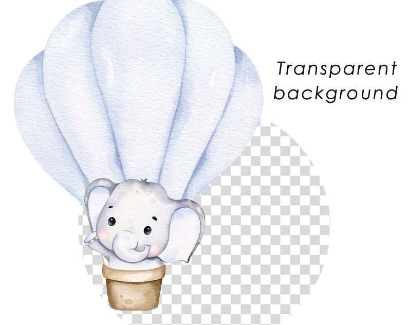 Elephant Watercolor Clipart, Cute Baby Elephant PNG, Baby Boy Clip Art ...