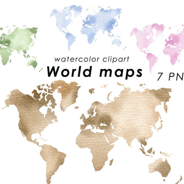 Watercolor World Map - Etsy