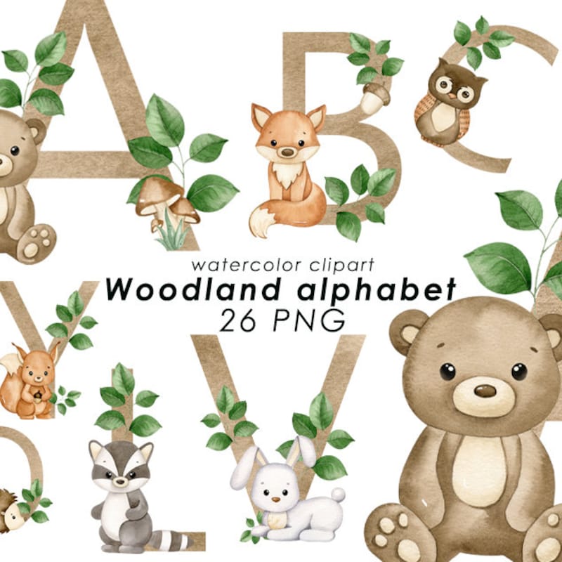 Woodland Alphabet - Etsy