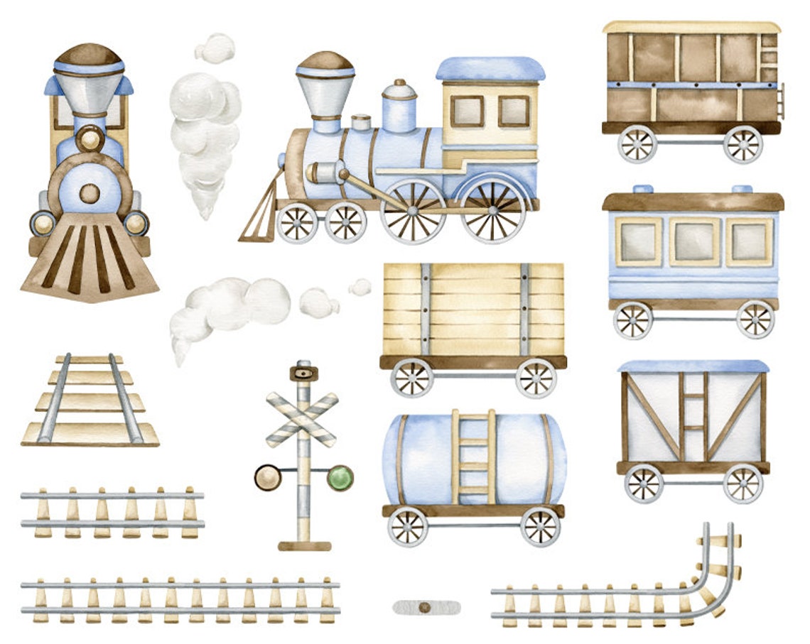 Train Clipart Watercolor Train Png Nursery Decor Baby Boy - Etsy New ...