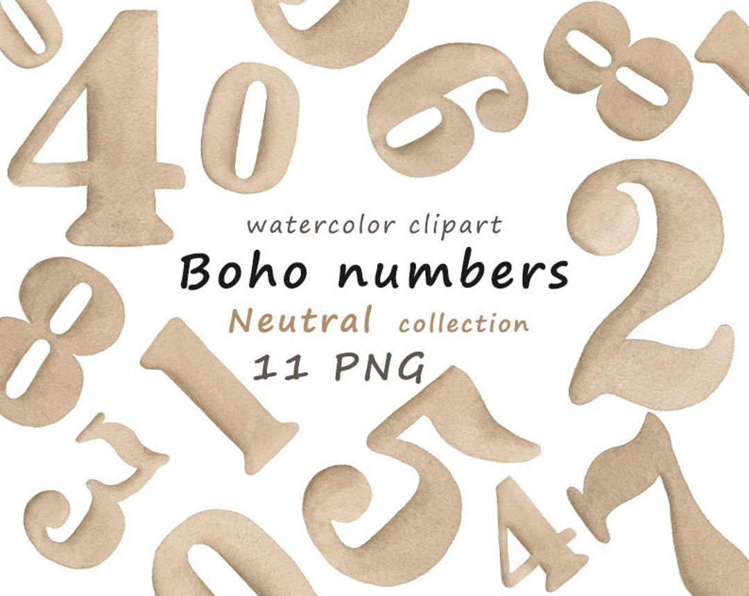 Watercolor Numbers Clipart, Hand Painted, PNG, Baby Shower, Nursery ...