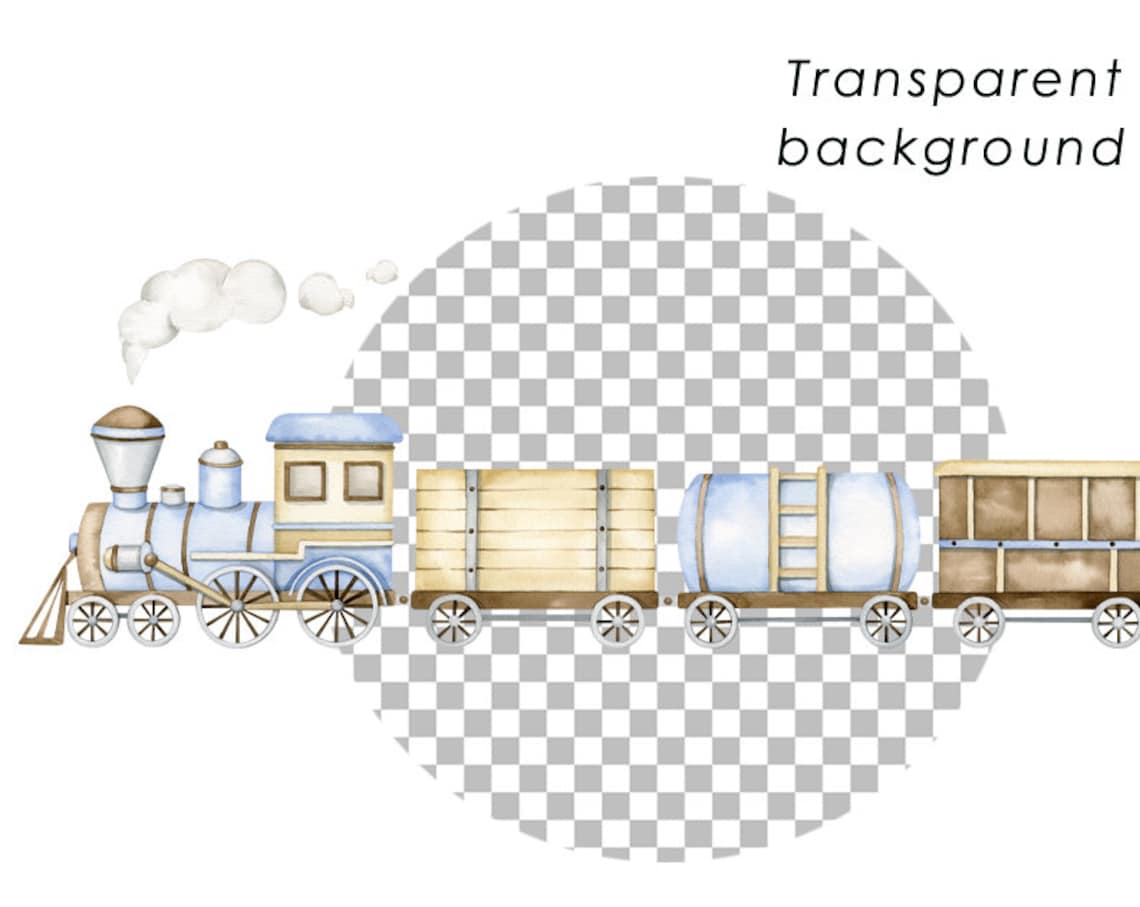 Train Clipart Watercolor Train Png Nursery Decor Baby Boy - Etsy UK