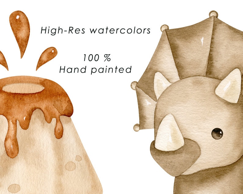 Watercolor Dinosaurs Clipart Neutral Baby Boy Clip Art Dino - Etsy