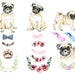 Watercolor Pug Clipart, Hand Painted Dog Portrait, Pug Digital Paper ...