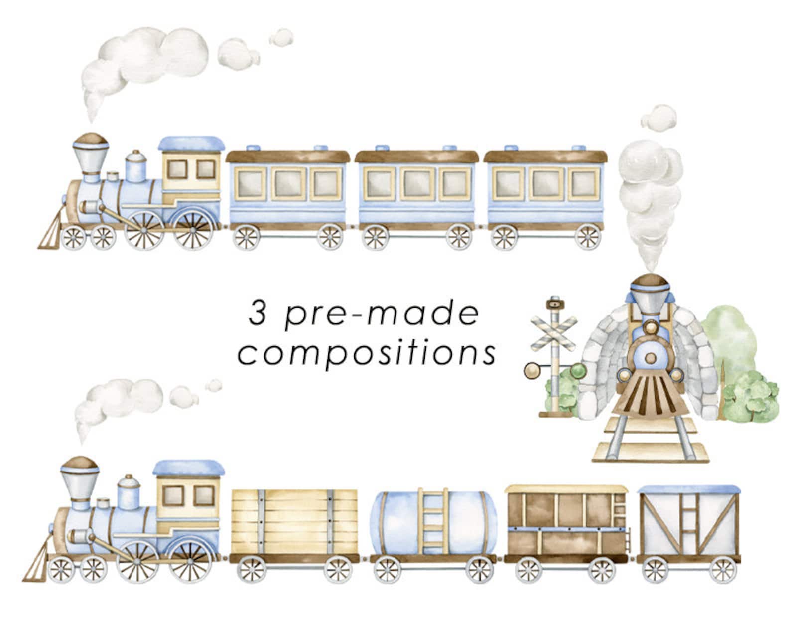 Train Clipart, Watercolor Train Png, Nursery Decor, Baby Boy, Its a Boy ...