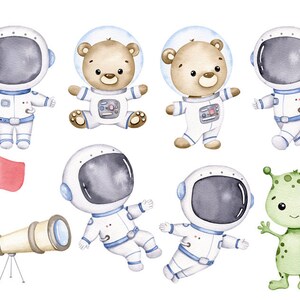 Space Watercolor Clipart, Cute Astronaut , Planets Clip Art, Rockets ...