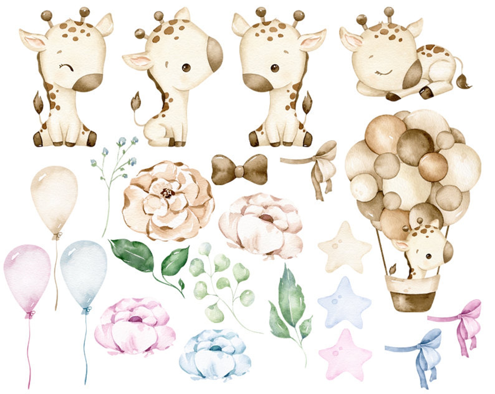 Little Giraffe Watercolor Clipart Cute Giraffe PNG Nursery - Etsy