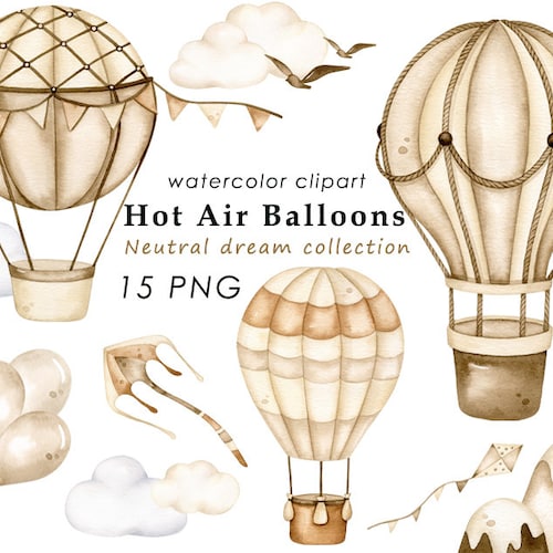 Air Collection. Watercolor Hot Air Balloons Clipart Nursery - Etsy
