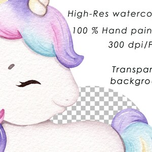 Unicorn Watercolor Clipart, Cute Unicorns Clip Art, Rainbow Png, Baby ...