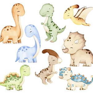 Dinosaurs Watercolor Clipart, Dino Clip Art, Dinosaur Nursery Decor ...