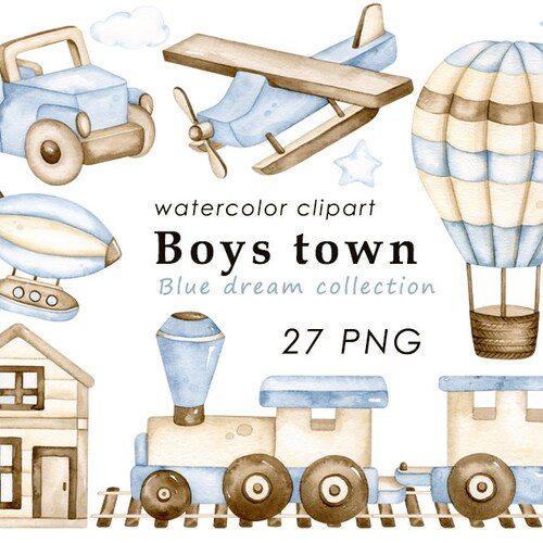 Watercolor Wooden Baby Toys Clipart. Baby Shower Clipart. - Etsy
