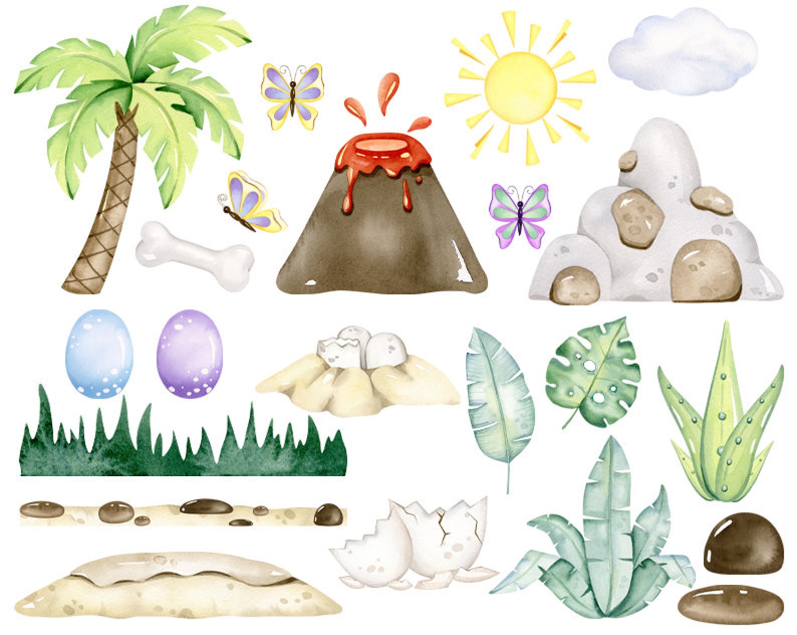 Watercolor Dinosaurs Clipart Dino Clip Art Nursery Decor - Etsy