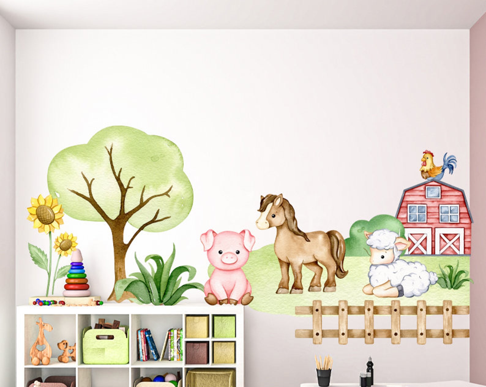 Farm Animals Watercolor Clipart, Cute Farm Clip Art, Nursery Decor ...