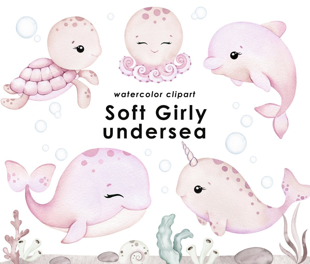 Undersea Watercolor Clipart, Ocean Animals Clip Art, Cute Under the Sea ...