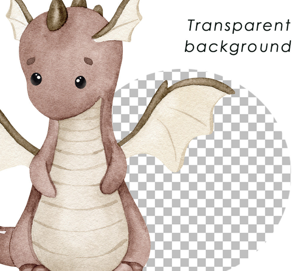 Dragons Watercolor Clipart, Cute Dragon PNG, Nursery Wall Art, Girls ...