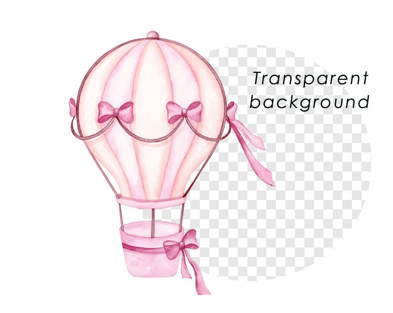 Watercolor Hot Air Balloons Clipart Baby Girl Wall Decor - Etsy