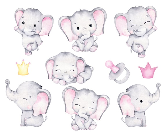 Elephant Girl Watercolor Clipart Set Graphic By