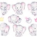 Baby Elephant Watercolor Clipart, Girl Wall Art, Nursery Decor, Cute ...
