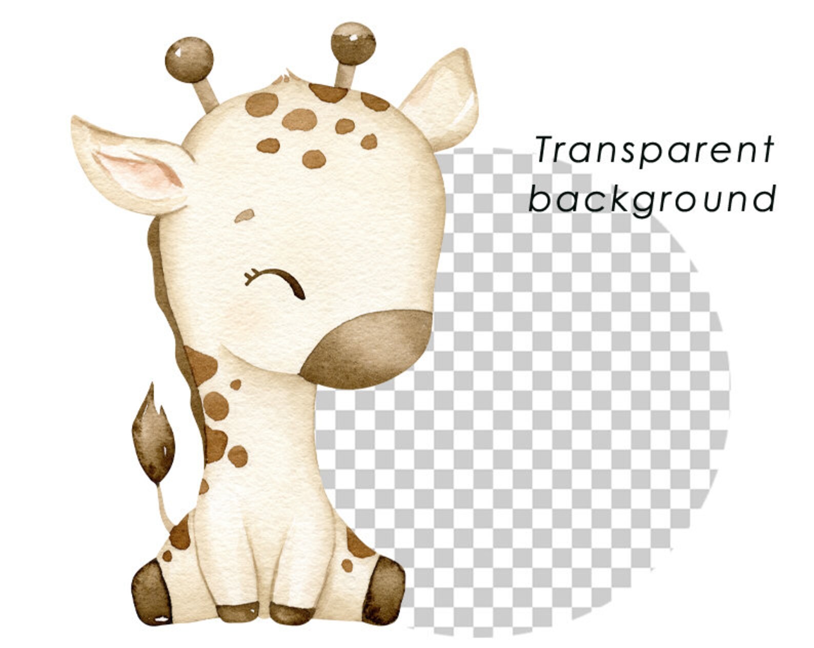 Little Giraffe Watercolor Clipart Cute Giraffe PNG Nursery - Etsy