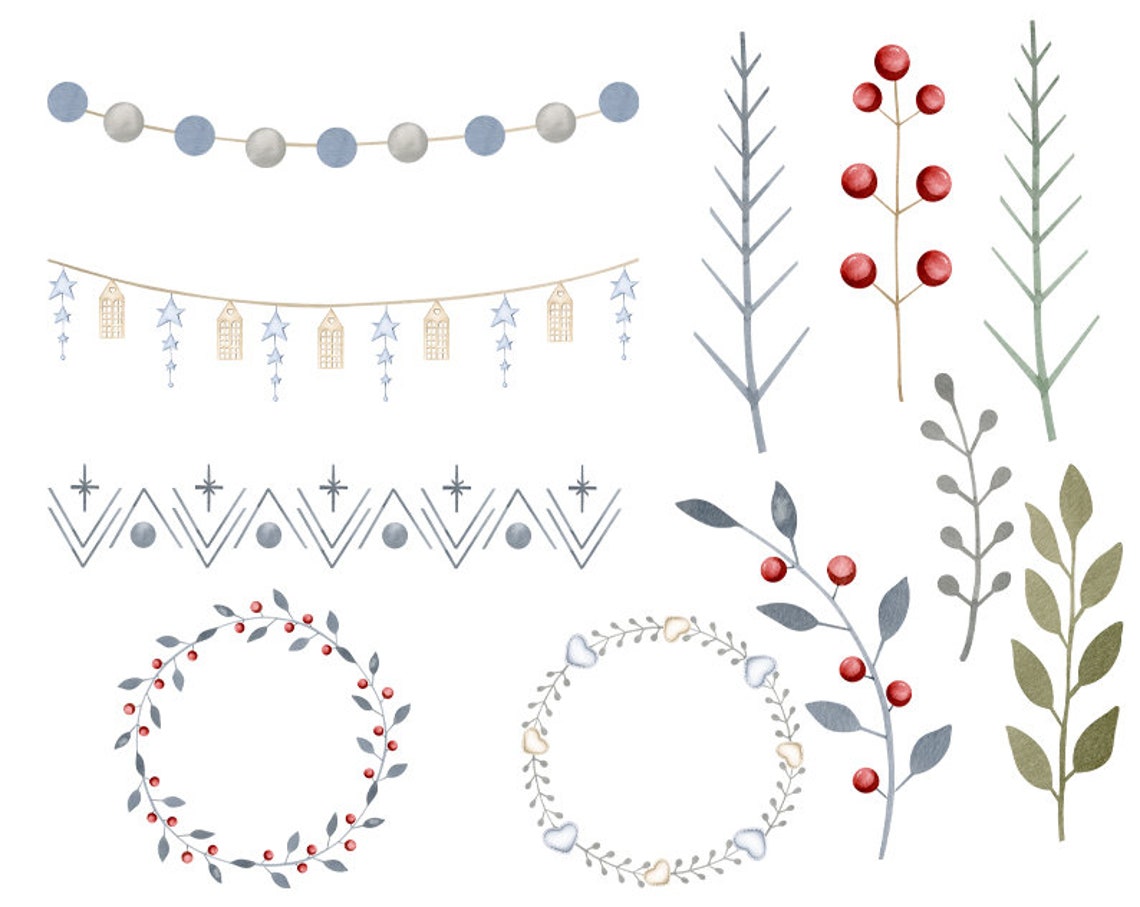 Watercolor Scandinavian Christmas Clipart Nordic Gnomes PNG - Etsy