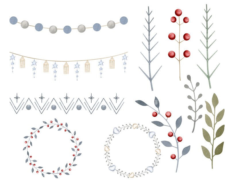 Watercolor Scandinavian Christmas Clipart Nordic Gnomes PNG - Etsy