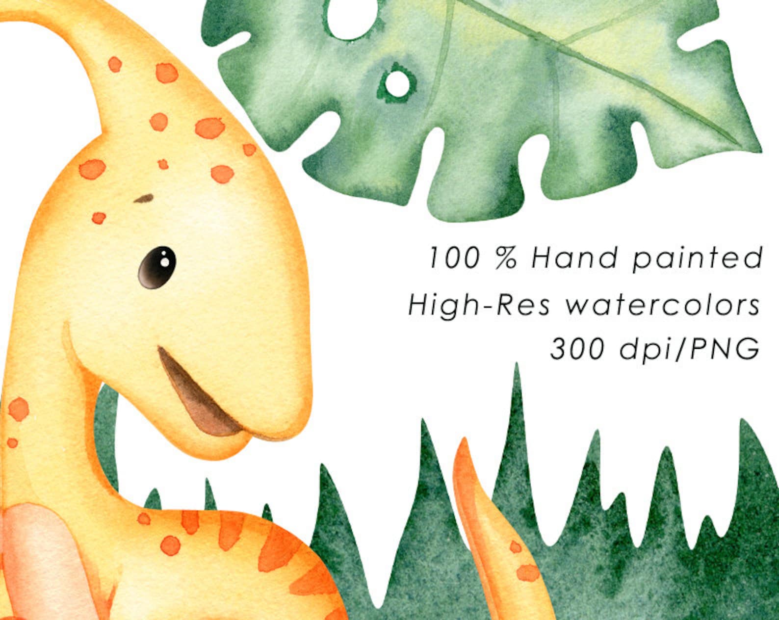 Watercolor Dinosaurs Clipart Dino Clip Art Nursery Decor - Etsy