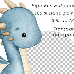 Dragons Watercolor Clipart, Cute Dragon PNG, Nursery Wall Art, Boys ...