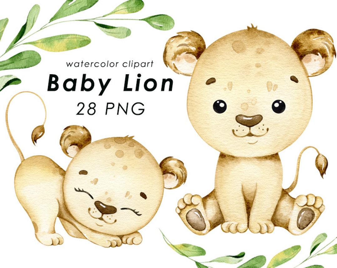 Lion Watercolor Clipart, Little Lion Png, Nursery Decor, Safari ...