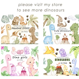 Dinosaurs Watercolor Clipart, Dino Clip Art, Dinosaur Nursery Decor ...