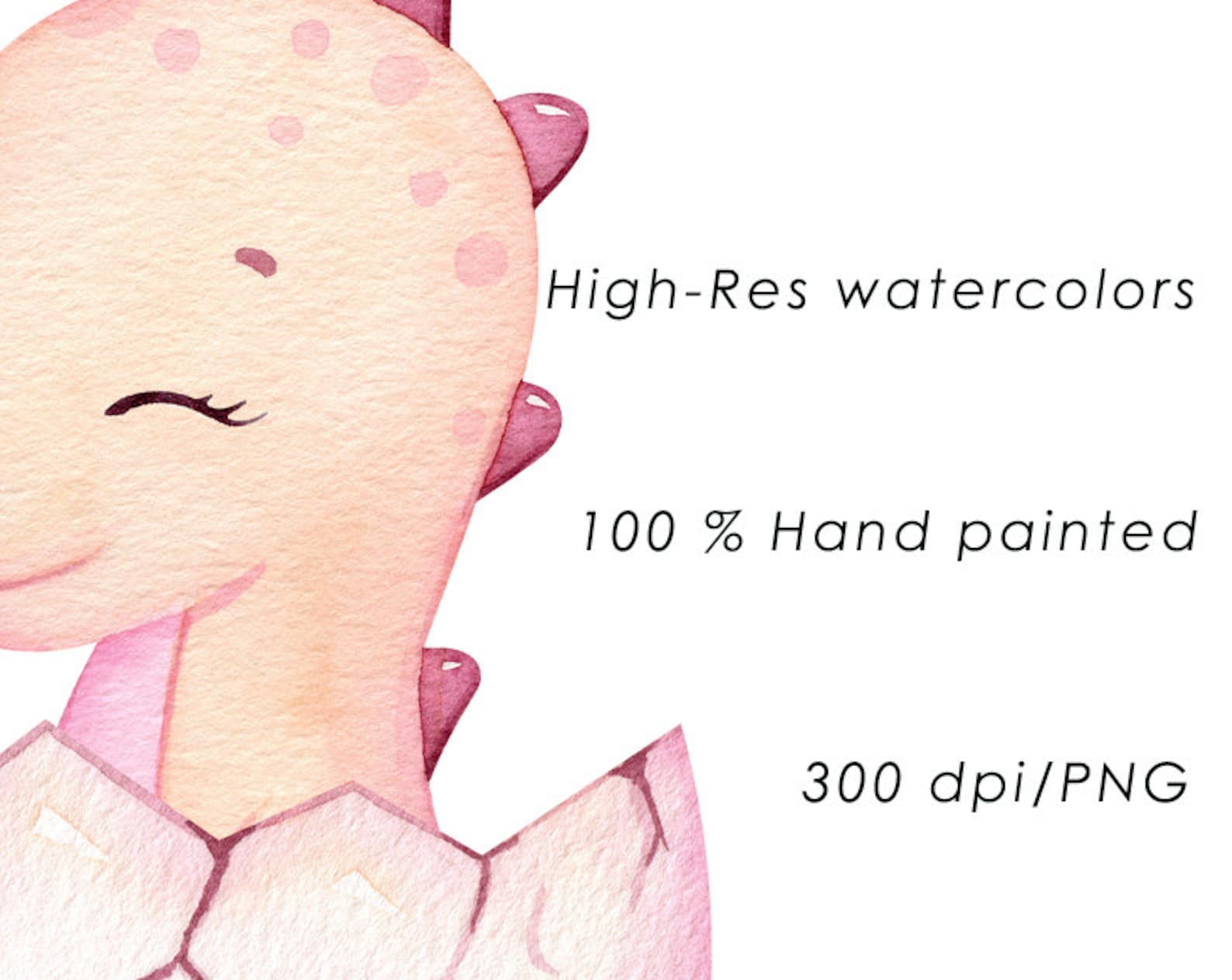 Dinosaurs Watercolor Clipart Cute Dino PNG Baby Girl Baby - Etsy