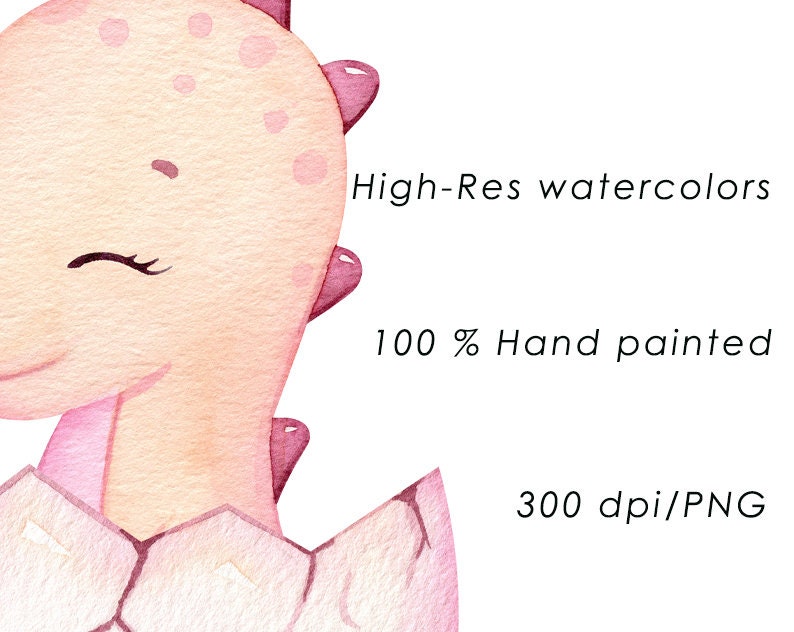 Dinosaurs Watercolor Clipart Cute Dino PNG Baby Girl Baby - Etsy