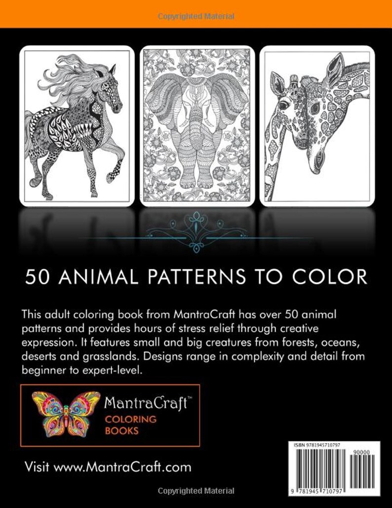 Adult Coloring Book Stress Relieving Animal Designs - Etsy