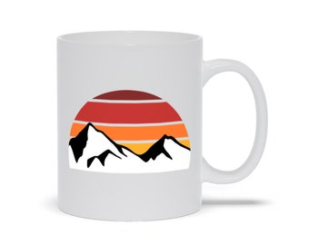 Stained Glass Mountain Pattern Mug Stained Glass Landscape Coffee Mug ...