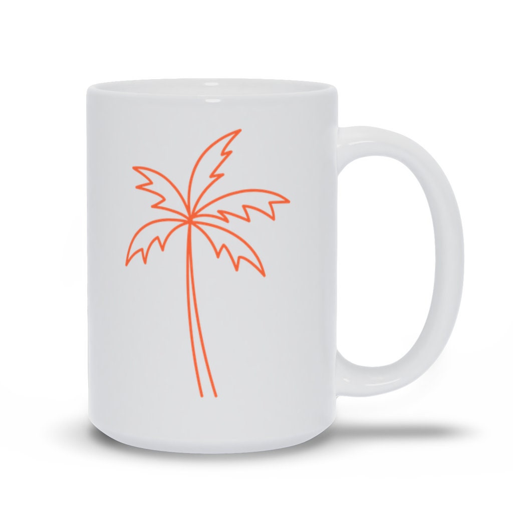 Palm Tree Line Art Coffee Mug Palm Tree Coffee Mug Palm | Etsy