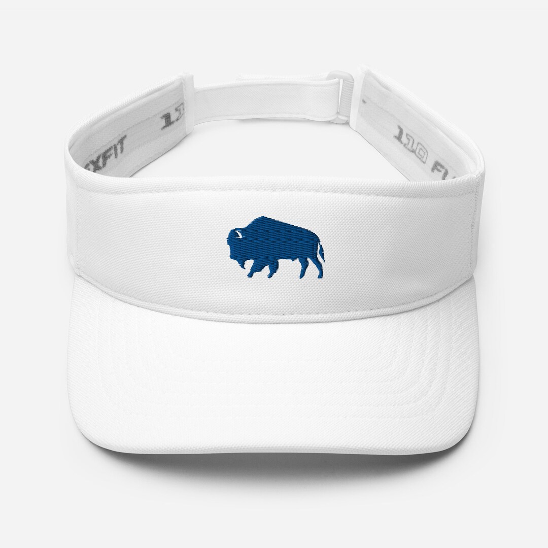 Buffalo Embroidered Visor - Blue | Flexfit 8110 | Bison Sports Cap ...