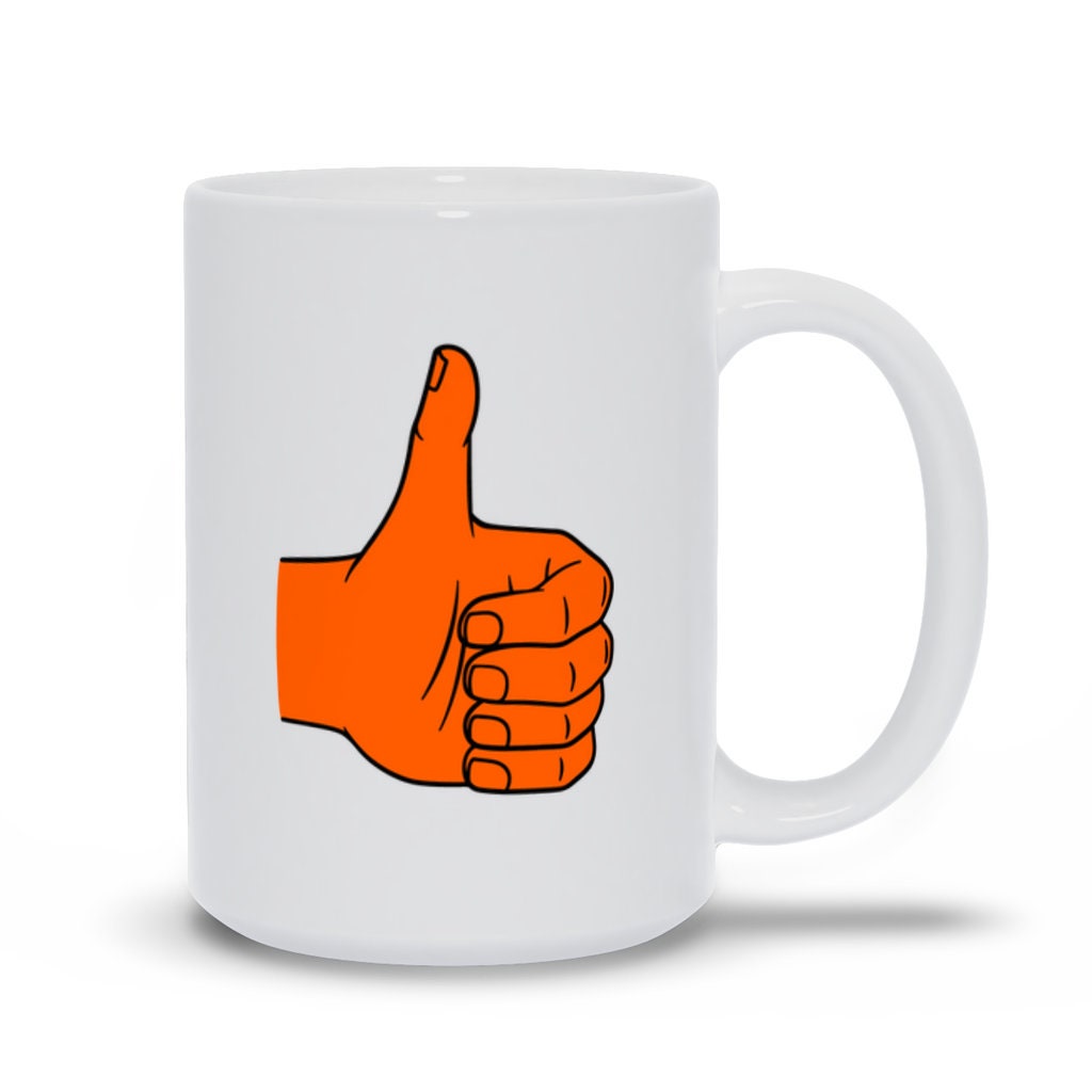 Orange Thumbs up Coffee Mug | Thumbs up Mug | Make It A Good Day Coffee ...