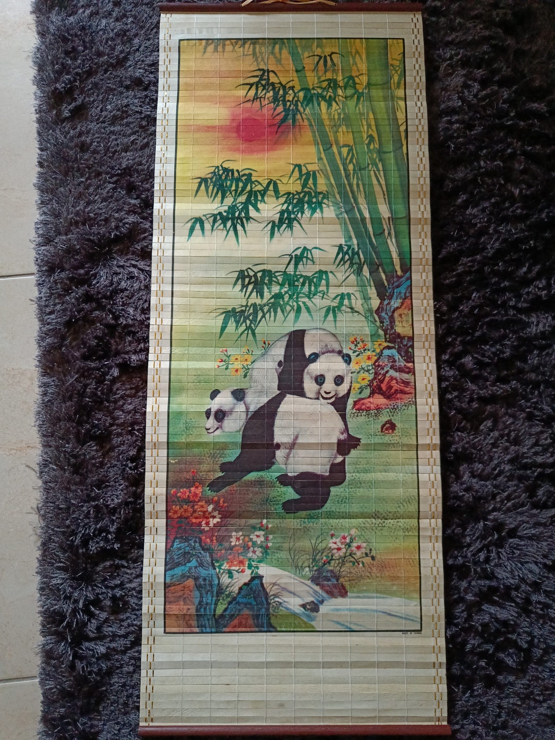 Vintage Chinese Pandas Wall Scroll - Etsy